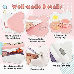 Costzon Kids Table and Chair Set, 3-Piece Plastic Activity Table with Building Blocks, Storage Shelf for Children Reading, Drawing, Writing, Arts & Crafts, Toddler Table and Chair Set (Pink)