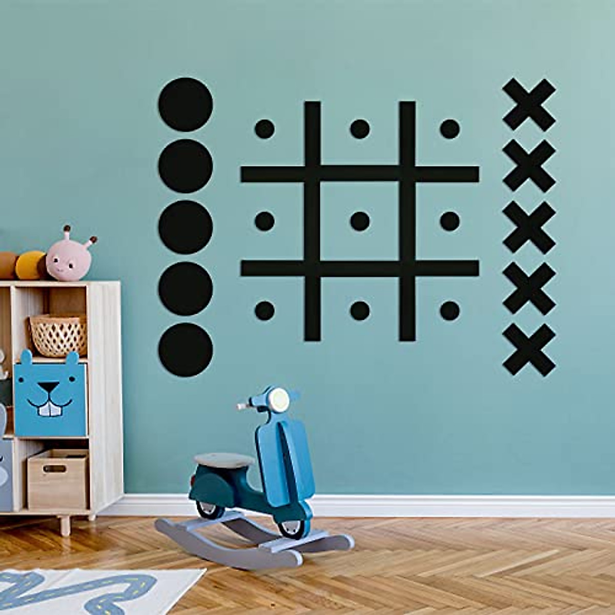 Wood Magnetic Tic Tac Toe Wall-Mount Game Fun Tic Tac Toe for Kids and Adults, Wood Board Travel Game Bedroom Playroom Wall Decals Modern Wall Art