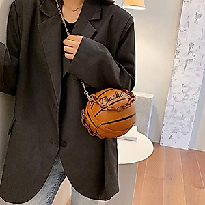Abaodam Pouch Basketball Shaped Handbag Women Round Crossbody Bag PU Basketball Purse Shoulder Bag Mini Tote Bag Messenger Bag Football Purse