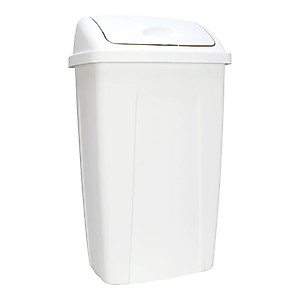 KnoRRS 13 Gallons Plastic Kitchen Swing Top Trash Can for Kitchen, Home, Bedroom, Bathroom,Office, White