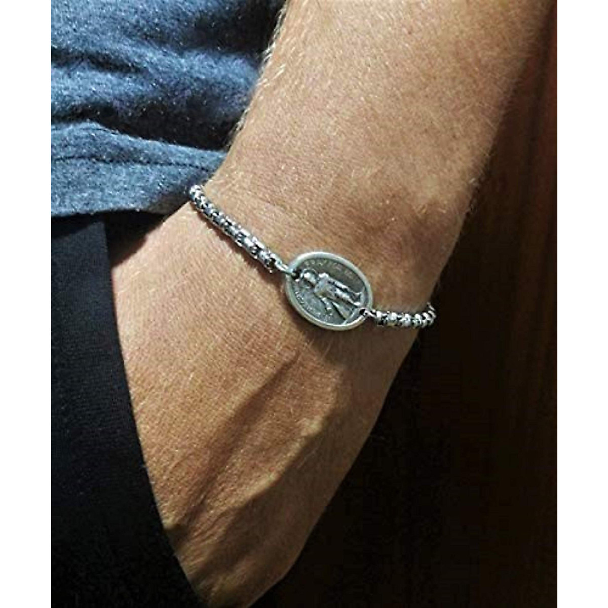 Stainless Steel Chain St Peregrine Medal Bracelet Patron Saint of Cancer Patients Survivor Gift