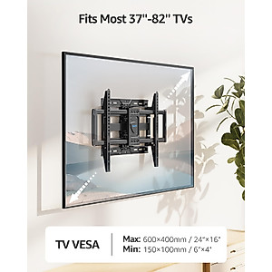 MOUNTUP Large TV Wall Mount for Most 37-82'' TVs, Premium Ball Bearings Design for Ultra-Slim OLED TVs Smooth Swivel & Extension, TV Mount Bracket Articulating Arm Holds 100LBS, Max VESA 600x400mm