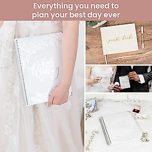 bloom daily planners Wedding Planner & Organizer/Hardcover Keepsake Journal with Essential Planning Tools - Checklists, Vision Boards, Tips & More - 9"x11" - Silver Floral (Undated)