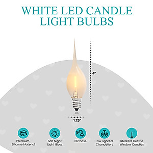 LightLady Studio, Silicone Dipped LED Candle Light Bulbs, Bright White, LED Silicone Candle Bulbs, 12 Pk, .7 Watts, Equivalent to 7 Watt Bulb, Candelabra LED Light Bulbs