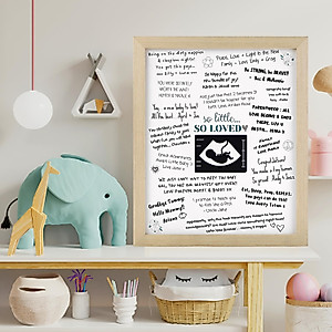 Baby Shower Guest Book Frame, SonogramUltrasound Picture Frame to Sign with 2 Mats for One Baby or Twins (12 inch Wx14.5 inch H) Pregnancy Baby Keepsake Gift, Mom to Be Gift (Natural Oak), Large