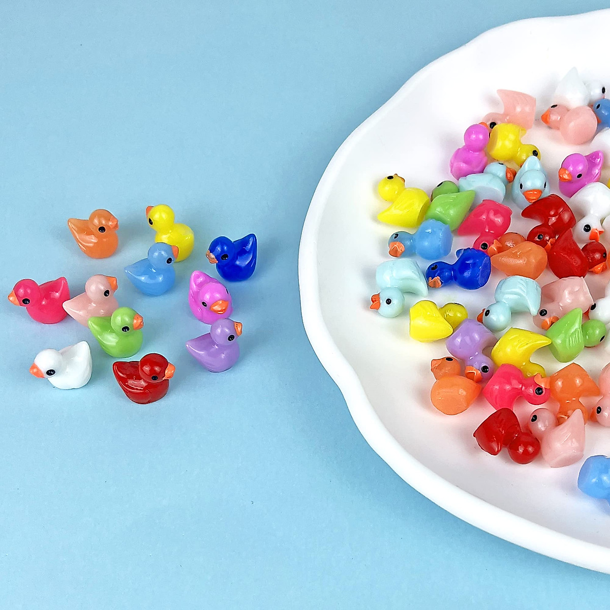 HAVAGDTM 120 PCS Mini Ducks Miniature Duck Figures for Ornament Miniature Garden Aquarium Mini Ducks DIY Handmade School Project Party Favor