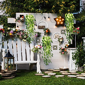 Mudder Fake Ivy Vines with Lights, LED Artificial Hanging Green Leaves Vines for Outdoors Patio Porch Decor (Basket Not Included) (Ivy Style, 3 Packs)