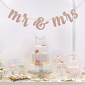 Rose Gold Glitter Mr & Mrs Banner / Bridal Shower Engagement Perfect Wedding Party Supplies / Bachelorette Party Decorations