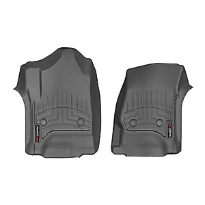 WeatherTech Custom Fit FloorLiners for Escalade, Silverado 1500, Silverado 2500HD/3500HD, Silverado LD 1500, Suburban, Tahoe - 1st Row (446071), Black