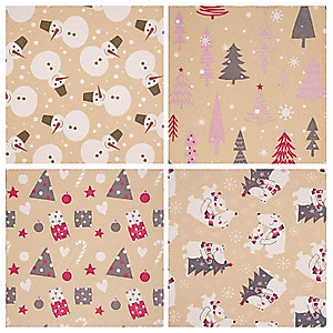 BIOBROWN Christmas Wrapping Paper Large Sheet Kraft Wrapping Paper for Christmas Folded Flat 27.5 inch X 39.4 inch per Sheet Total 4 Sheets
