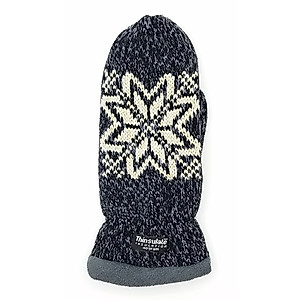 BRUCERIVER Women Snowflake Knit Mittens with Warm Thinsulate Fleece Lining Size M (Black)