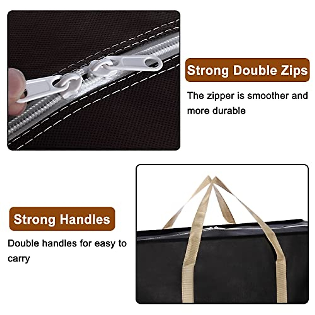 100L Large Storage Bag(3 Pack,Black),Large Moving Bags with Zippers & Carrying Handles, Storage Bags Storage Totes for Clothes, House Moving,77×55×24cm