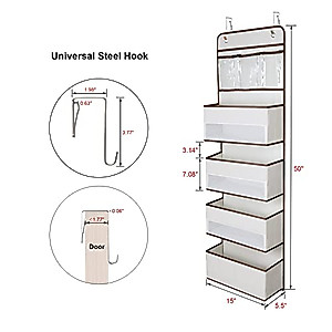 Univivi Door Hanging Organizer Nursery Closet Cabinet Baby Storage with 4 Large Pockets and 3 Small PVC Pockets for Cosmetics, Toys and Sundries (Beige)