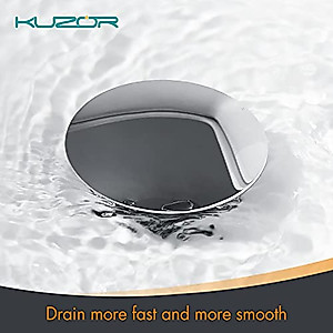 KUZOR 2 PCS Bathroom Sink Drain Assembly Pop Up Drain with Overflow Stainless Steel Chrome for Vessel Vanity with Detachable Built-in Anti-Clogging Strainer