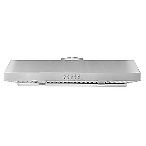 HTH 30 inch Under Cabinet Range Hood in Stainless Steel, 400 CFM Dual Motor Ducted Kitchen Stove Vent Hood with 3 Speed Exhaust Fan, 6" Top Vent, Push Button, Permanent Filters
