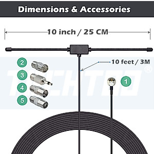 TECHTOO FM Radio Antenna FM Antenna Compatible for FM Radio Home Stereo Receiver AV Audio Video Home Theater Receiver Stereo Receiver of Pioneer Onkyo Yamaha Marantz Bose Wave Music System (Kit3)
