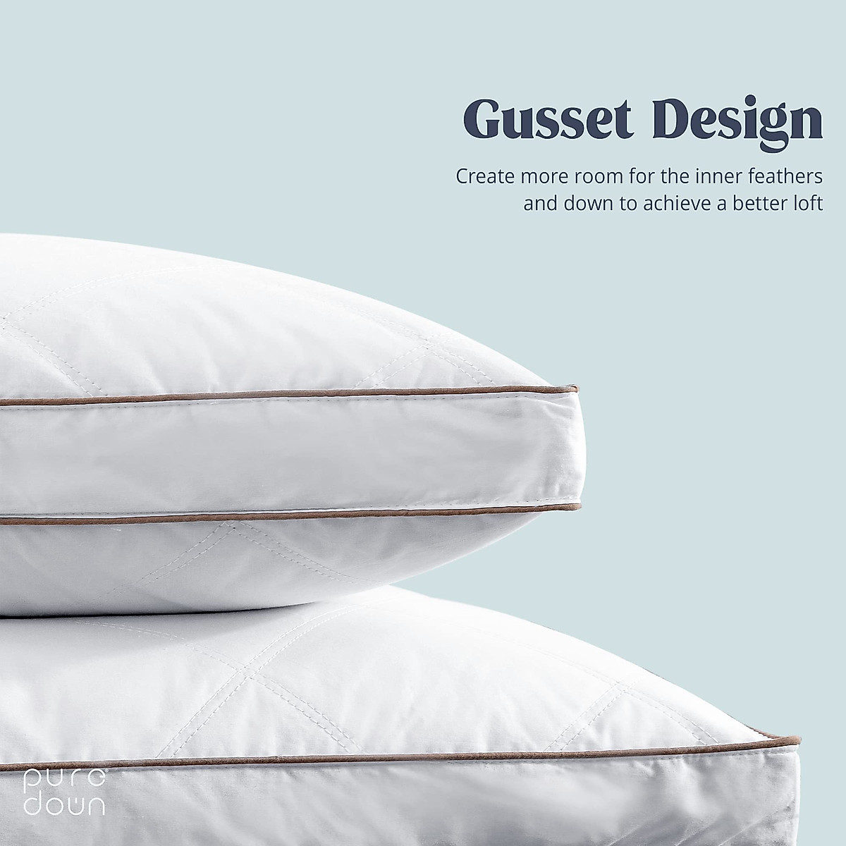 Goose Feathers and Down Pillow for Sleeping Gusseted Bed Hotel Collection Pillows, King, Set of 2