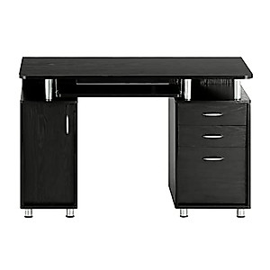 Techni Mobili 47.25" Ergonomic Computer Drawers & File Cabinet for Home Office Storage, Espresso Writing Desk, ONE Size