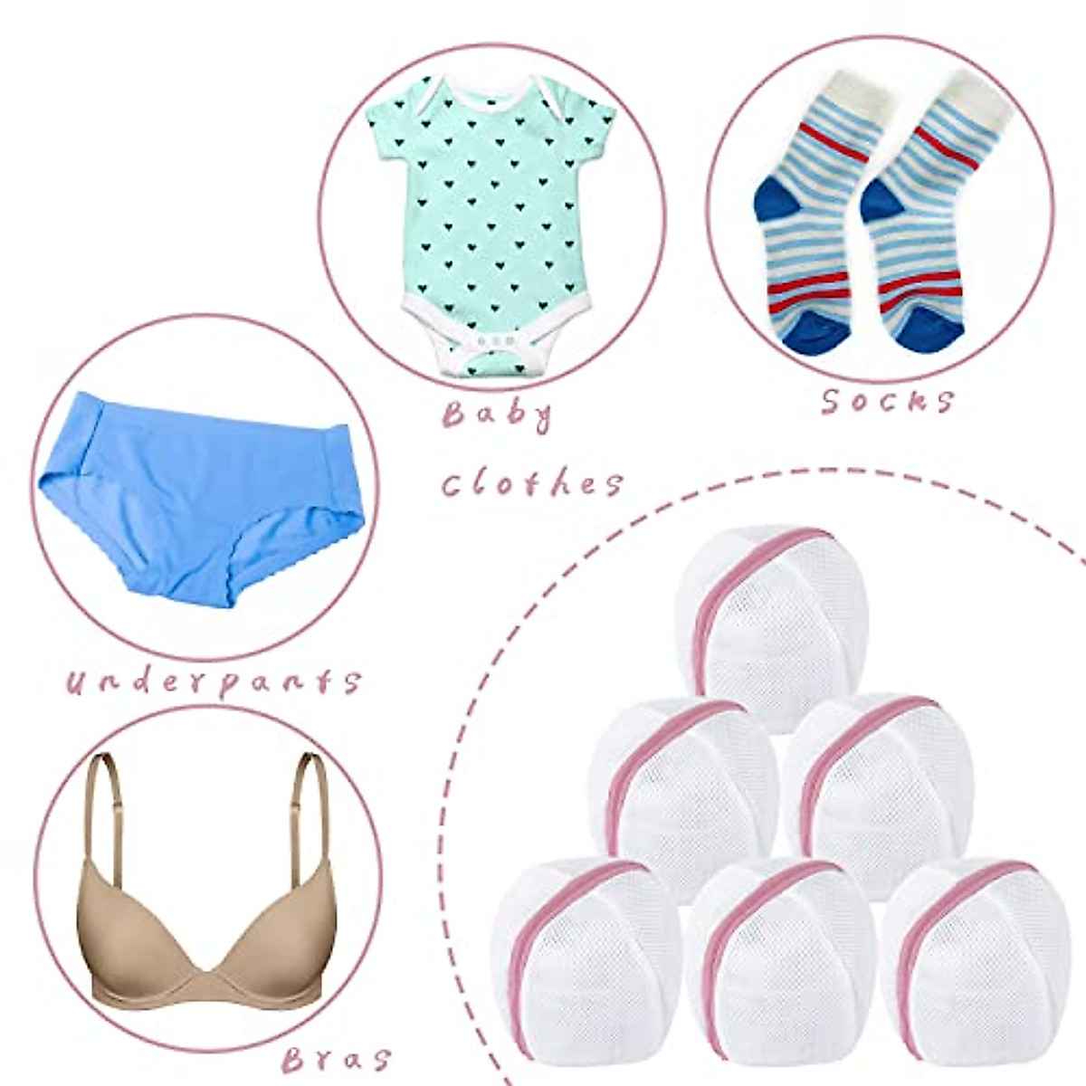 6 Pcs Bra Washing Bags,Mesh Wash Bags,Exclusive Underwear Washing Bags with Zipper for Women Laundry Storage