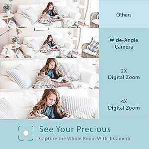 Moonybaby EMF Reduction Baby Monitor with 3 Remote Pan and Tilt Cameras for 3 Rooms, QuadView 60, No WiFi, 5" 720p HD Quad View Screen, 20 Days Stand-by Battery Life, Room Temperature Display