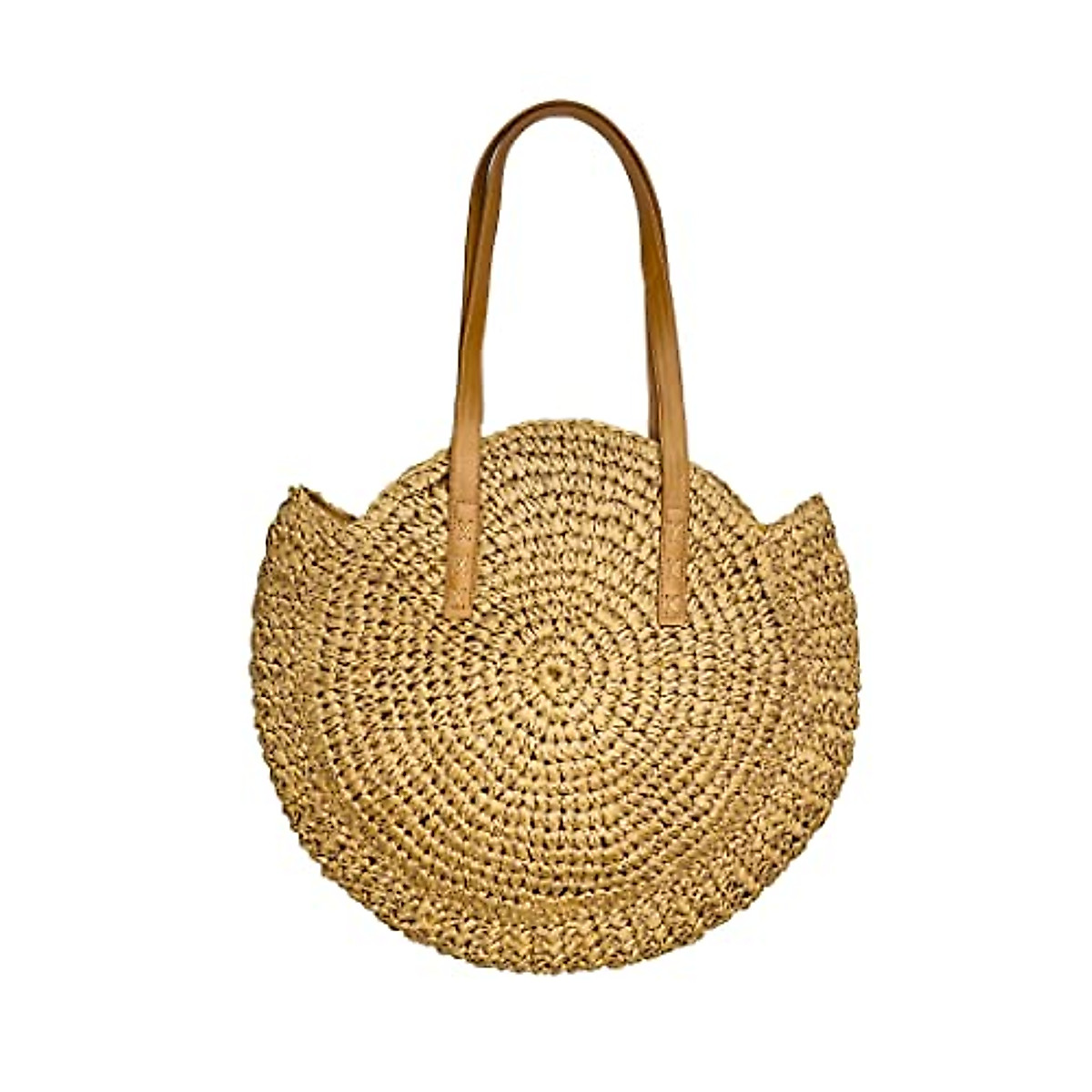 Seamido Straw Bag Handwoven Beach Bags Corn Straw Tote Woven Shoulder Bag For Women (Khaki)