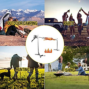 Karpevta Electric Rotisserie Grill Kit 50W Motor Spit Roaster Rotisserie Kit Up to 125Lbs Electric BBQ Rotisserie Kit 8 Level Height Adjustable Spit Roaster Stand for Outdoor Party Campfire