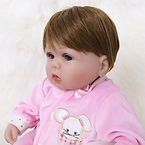 ENADOLL Reborn Baby Doll Realistic Silicone Vinyl Pink Mouse Baby 16 inch Weighted Soft Body Lifelike Doll Gift Set for Ages 3+(Pink Mouse)