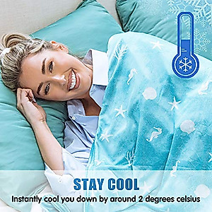 Cooling Blanket with Double Sided Cold Effect, King Size Lightweight Breathable Summer Oversize Coastal Theme Blankets for Bed, Transfer Heat to Keep Body Cool for Hot Sleepers Night Sweats, 108“x90”