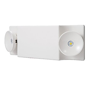 SURE-LITES White Emergency Lights, Two LED Light Heads - 50 Feet Egress Coverage, External Battery Disconnect, 120-277V, Indoor/Outdoor