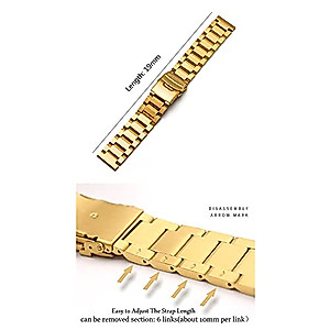 Stainless Steel Watch Band Metal Quick Release Watch Strap for Men Women Replacement Wristband General Adjustable Solid Metal Straight End Bracelet 18mm 19mm 20mm 21mm 22mm 23mm 24mm 25mm (19mm,Rose Gold)