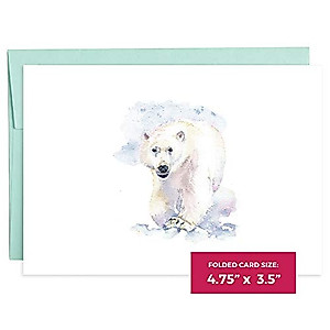 L'apostrophe Polar Bear, Seal, Fox, Snowy Owl Note Cards - Blank Inside with Envelopes - Greeting Notecards - Watercolor Set of Winter Animals  - Thank You Notes