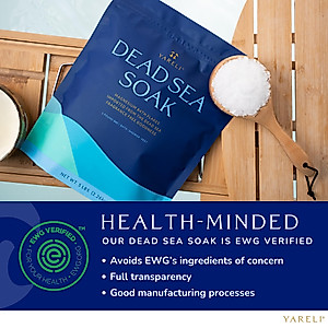 Yareli Dead Sea Bath & Foot Soak, Unscented Magnesium Bath Salt Flakes, Alternative to Epsom Salt, 5lbs with Over 250,000mg of Elemental Magnesium Per Bag