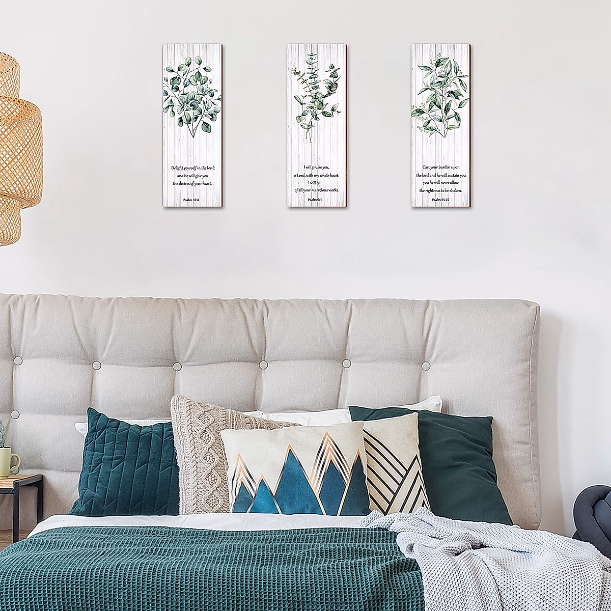 3 Pieces Bible Verses Wall Art Decor Christian Wall Art Wooden Christian Decorations for Home Rustic Christian Room Decor Farmhouse Scripture House Decor Christian Posters, 10 x 4 Inches