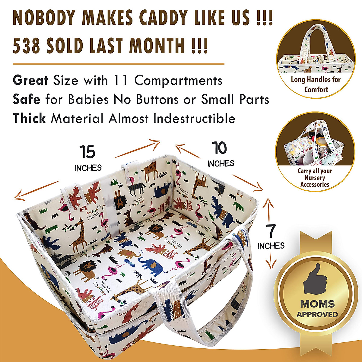 BILLIONBOXES Diaper Caddy - White, Functional, Baby Products Organizer, Unisex, Rectangular, Plastic, Free Standing, 1 Count