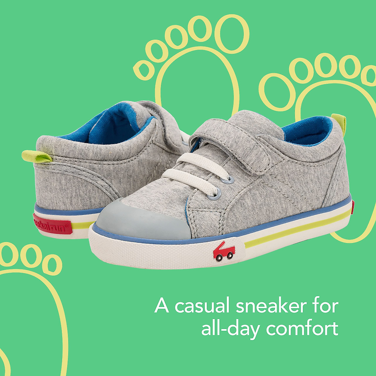 See Kai Run - Tanner Sneaker for Little Kids, Gray Jersey/Lime, Toddler 7