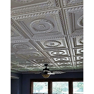 Charleston #210 PVC Decorative Ceiling Tiles 2' x 2' Glue-Up/Grid (Pack of 12 - Approx. 48 sq. ft.)(Antique Brass)
