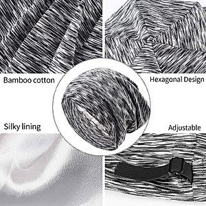 LUKACY Satin Lined Sleep Cap Beanie Hat 6 Pieces Adjustable Bonnet Satin Bonnet for Curly Hair Sleeping caps for Women -Gifts for Ladies Multi-Colored