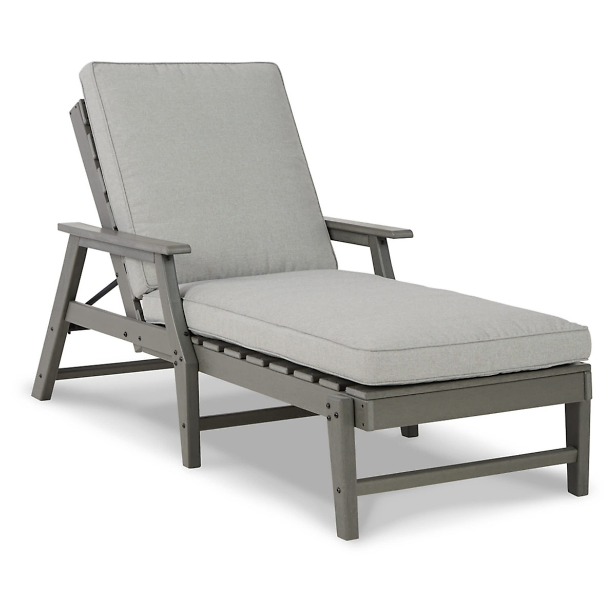Signature Design by Ashley Visola Contemporary Outdoor Cushioned Chaise Lounge with Adjustable Backrest, Gray