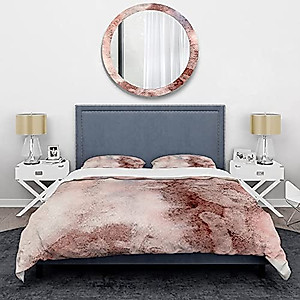 DESIGN ART Designart 'Pastel Abstract with Blue Pink & Dark Red Spots' Modern Duvet Cover Set Twin Cover + 1 Sham 2 Piece