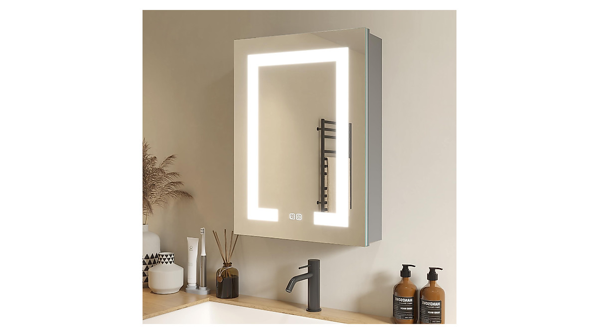 SILUMIN LED Bathroom Mirror Cabinet 20x28 with Dimmable Light