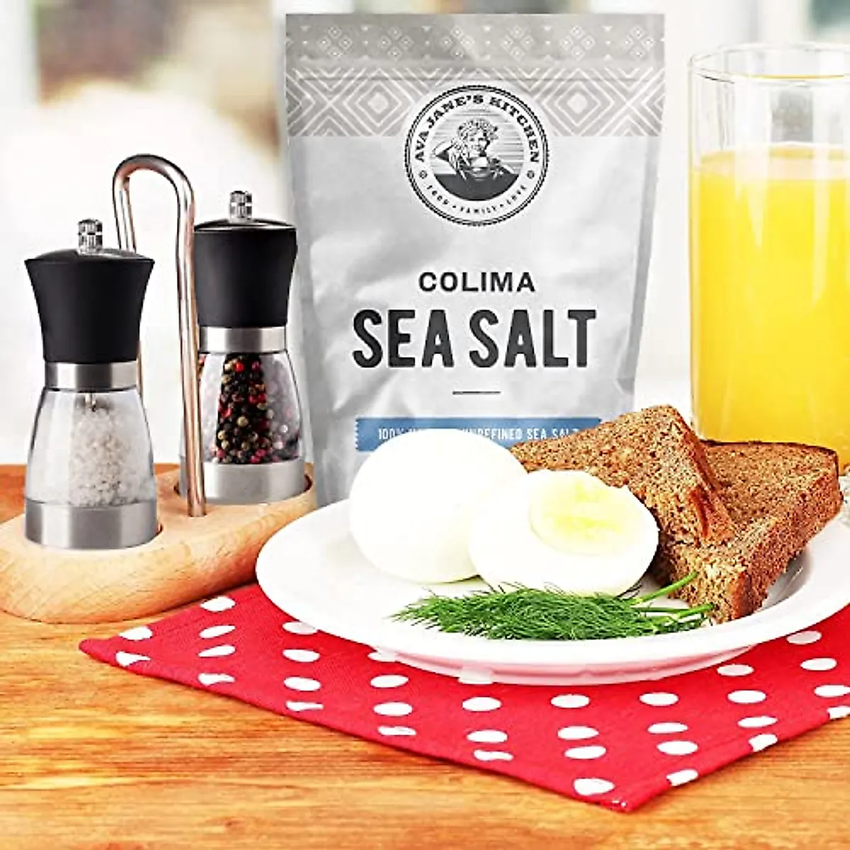 AVA JANE'S KITCHEN - Colima Sea Salt Unrefined Hand Harvested - 100% all Natural Organic Sea Salt, Gourmet Grade, Coarse Grain, Non GMO's Kosher Salt, 8oz