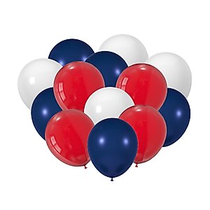 JODIDI 100 Pcs 12-Inch Navy Blue, Red, and White Party Balloons - Perfect for Independence Day，Halloween, Graduation, Birthday, Baby Shower, and Party Decorations