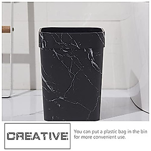 Zerodeko Small Trash Can, 3.17 Gallon Plastic Waste Bin with Marble Pattern Rectangular Garbage Can Decorative Storage Container Waste Basket for Bathroom, Bedroom, Kitchen, Home, Office (12L)