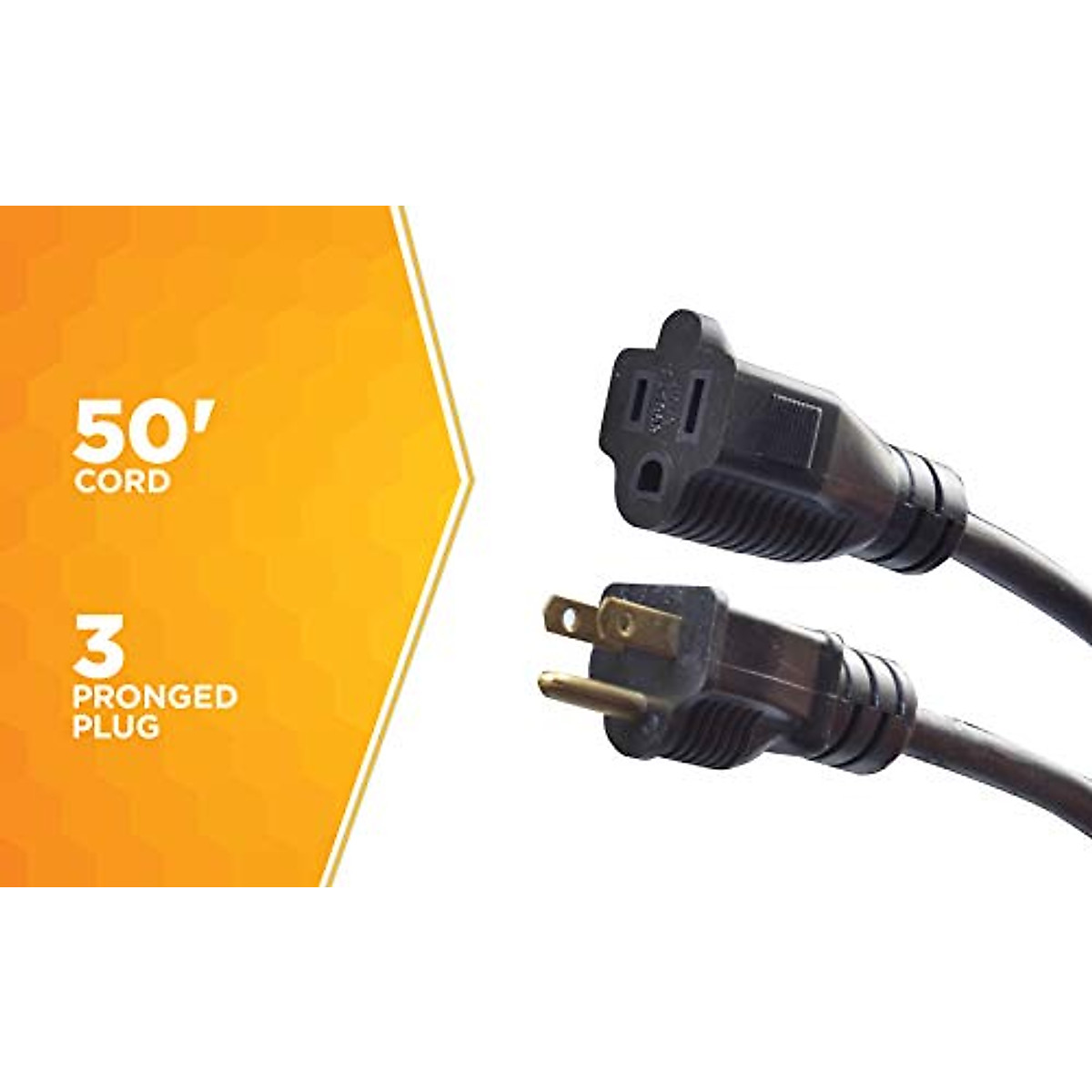 Woods 982452 50-Foot SJTOW Agricultural Outdoor Heavy Duty All- Weather Extension Cord, Oil Resistant Vinyl Jacket, Versatile Use, Powerful 15 Amps, 125 Volts, 1,875 Watt Extension Cord, Black