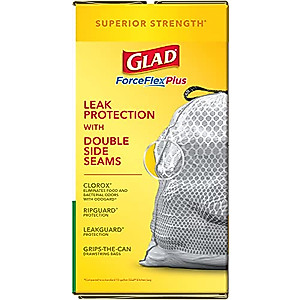 GLAD ForceFlexPlus Tall Kitchen Trash Bags, 13 Gallon Trash Bags for Tall Kitchen Trash Can, Lemon Fresh Bleach Scent to Eliminate Odors, 90 Count (Package May Vary)
