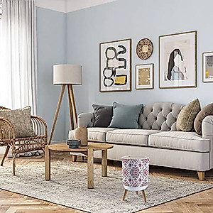 Small Trash Can with Lid Seamless Based on Ornament Paisley Bandana Print Vintage Style Silk Wood Legs Press Cover Garbage Bin Round Waste Bin Wastebasket for Kitchen Bathroom Office 7L/1.8 Gallon