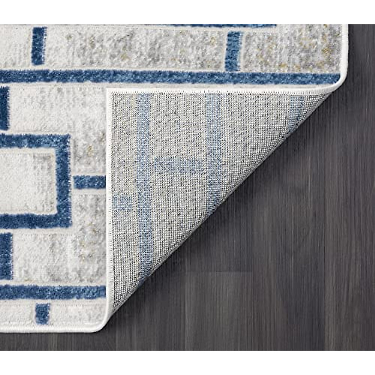 Abani Atlas 5'x8' Blue/Grey Area Rug, Rectangle Design - Durable Non-Shedding - Easy to Clean