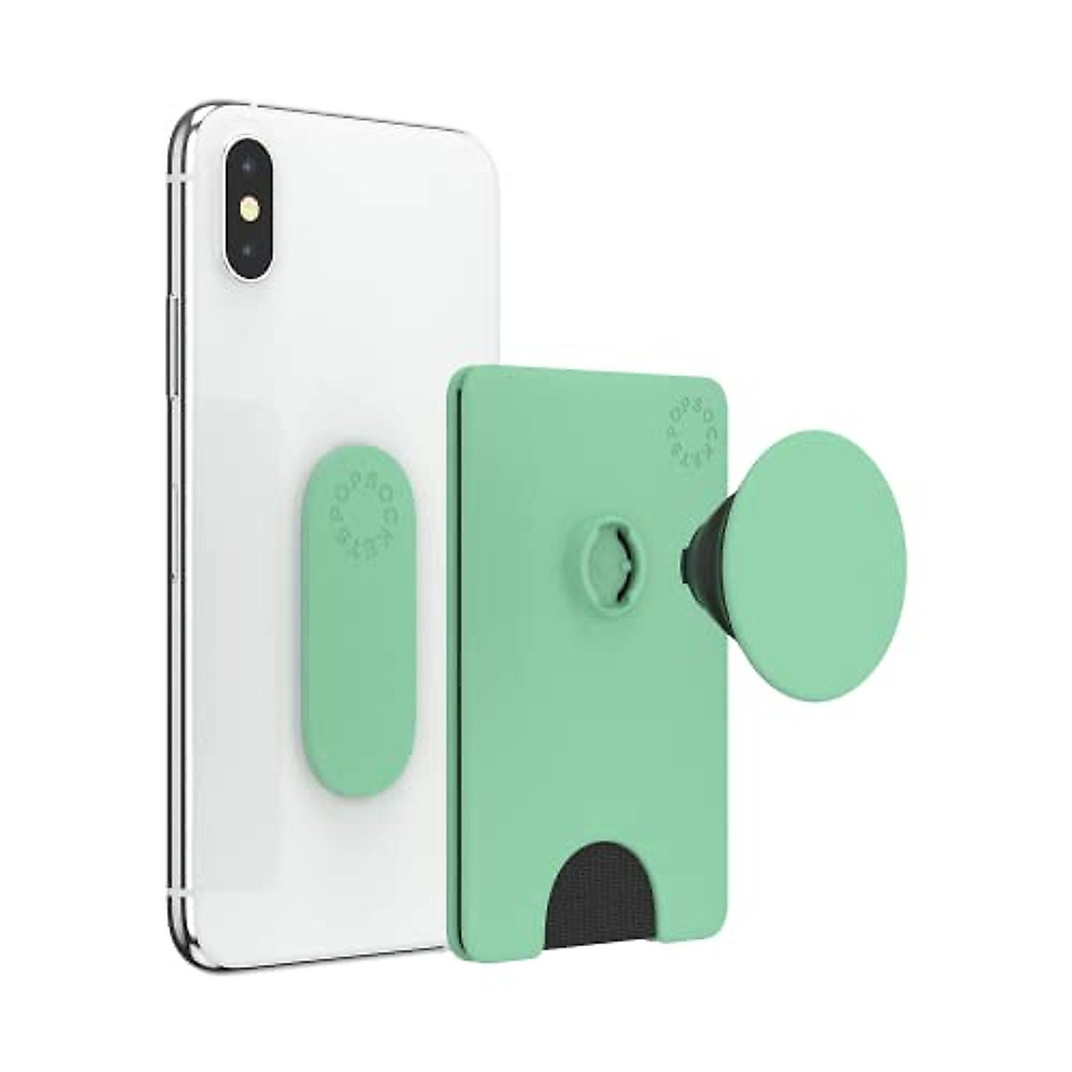 PopSockets PopWallet+ with Swappable PopTop: Phone Grip, Phone Stand, and Wallet for Cards, Removable, Ultra Mint