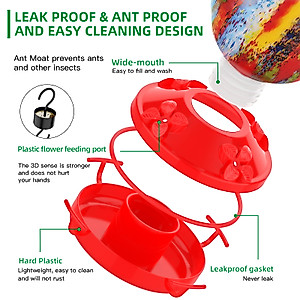 Wosnows Hummingbird Feeder for Outdoors, 26 Ounces Colorful Polymer Plastic Leakproof Hummingbird Feeders for Outside Garden Patio Hanging