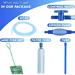 LL Products Gravel Vacuum for Aquarium - Fish Tank Gravel Cleaner- Aquarium Vacuum Cleaner -Aquarium Siphon - 8 FT Long Aquarium Gravel Cleaner with Minnow Net